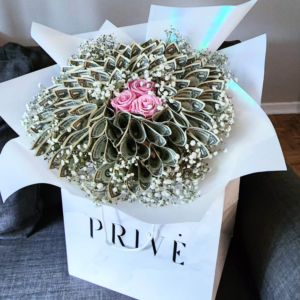 Custom Cash Bouquet – Personalized Money Flower Arrangement | Privé Roses
